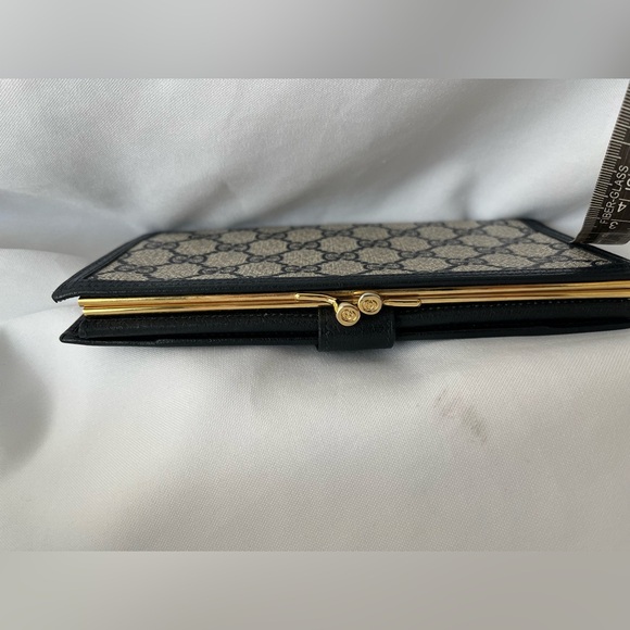 Gucci | Bags | Gucci Vintage Accessory Collection Navy Monogram Leather ...